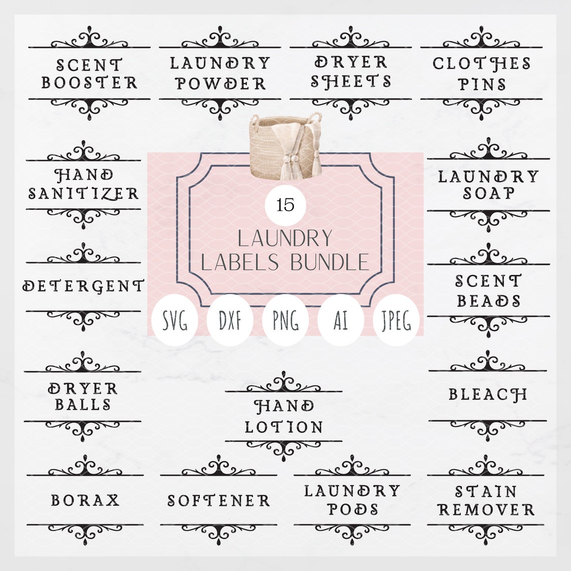 Laundry Labels SVG Bundle, NEW Laundry Container Labels SVG ...