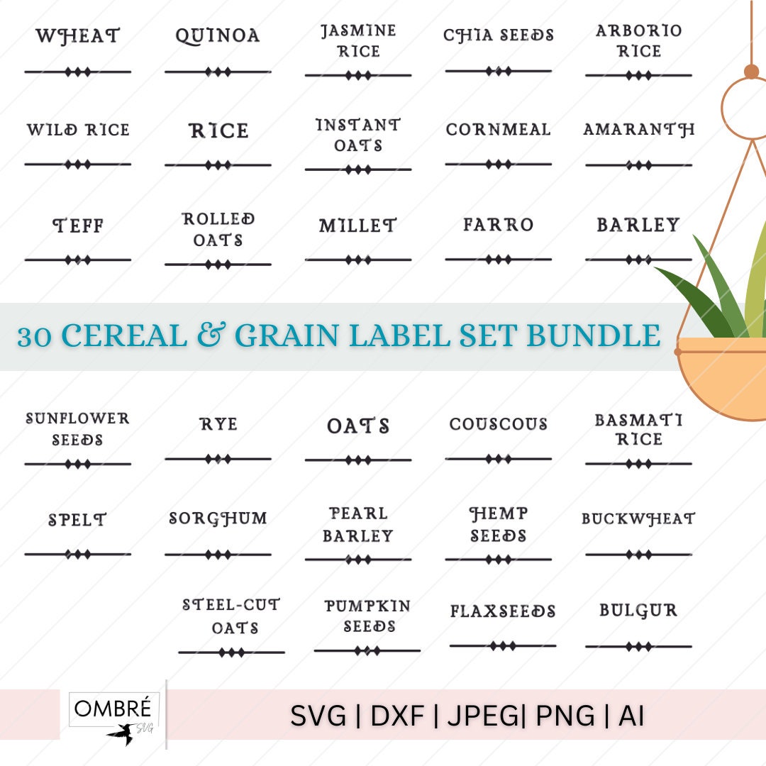 Pantry Organization Labels, Cereal & Grain Label Bundle - Etsy