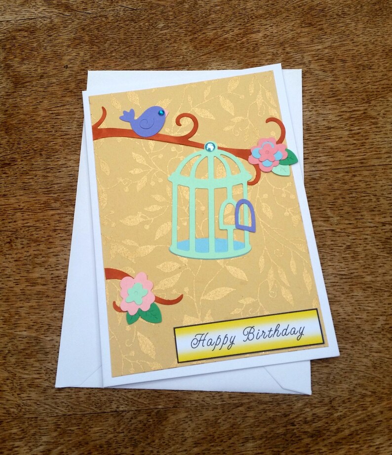 Handmade bird card Happy Birthday birthday wishes bird | Etsy