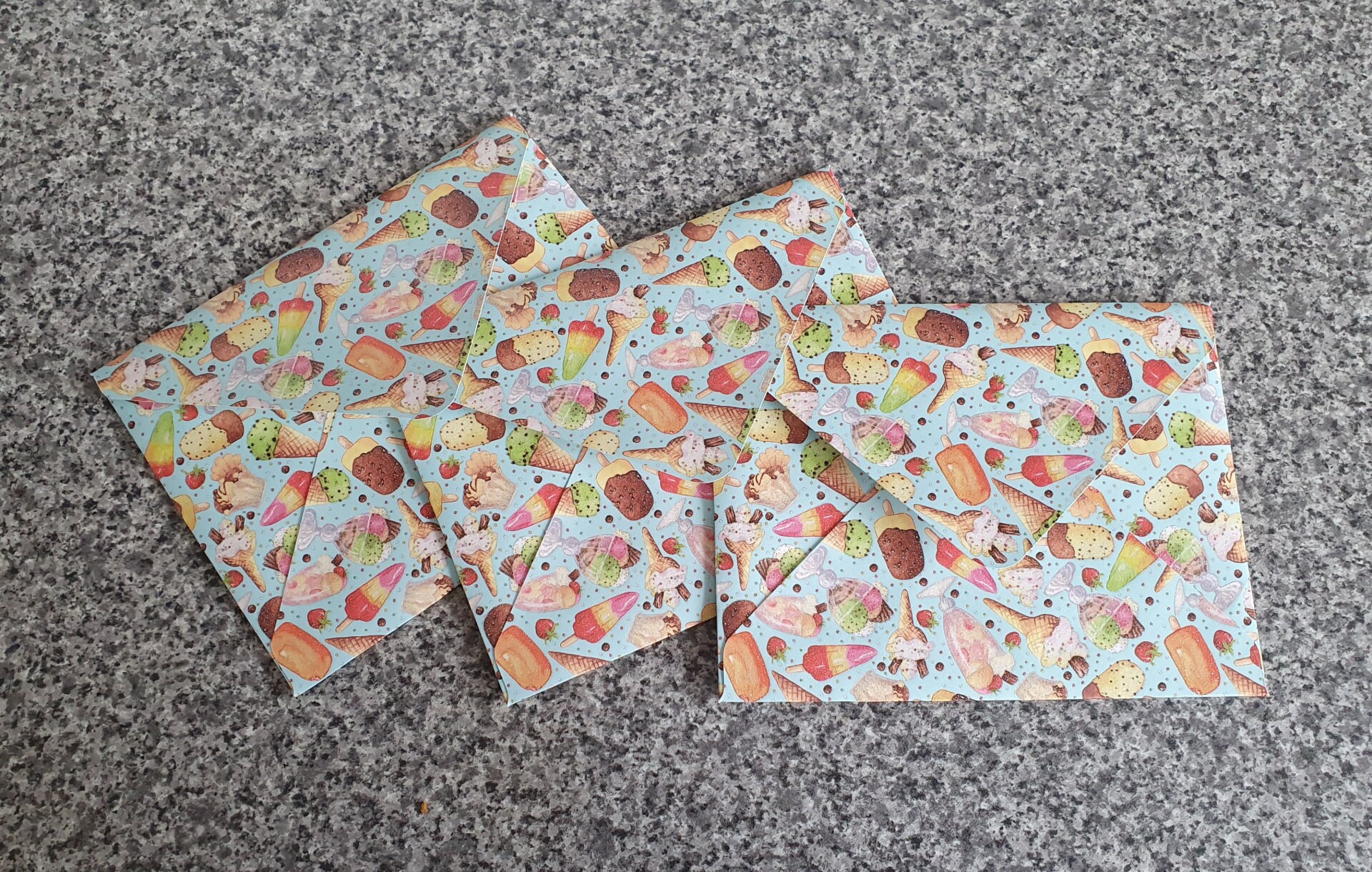 Three Blue Ice Cream Envelopes Pack of Ice Lolly Stationery - Etsy UK