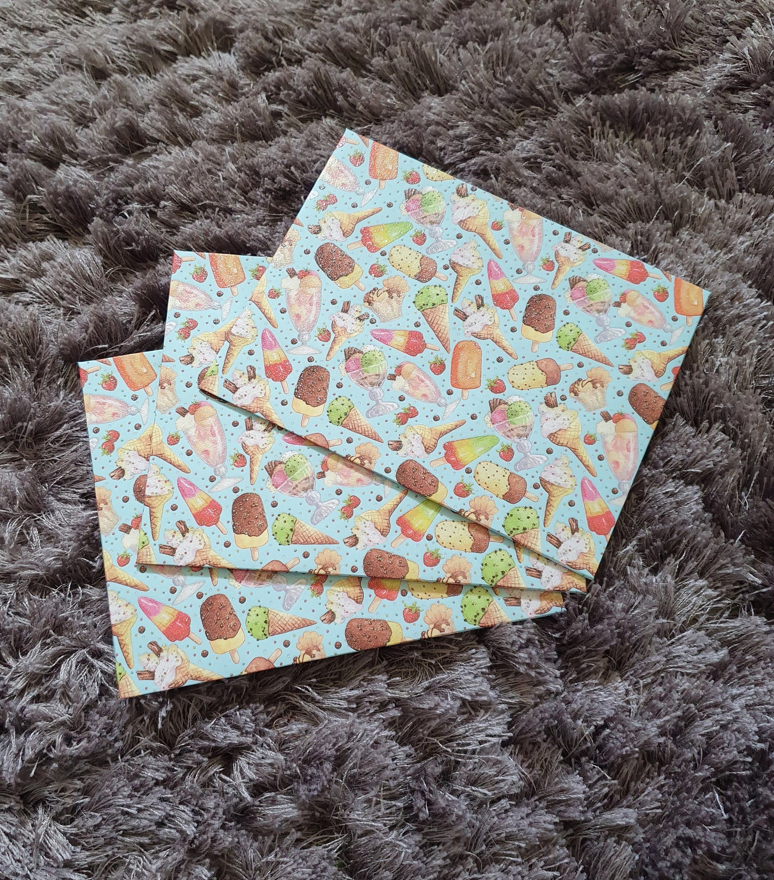 Three Blue Ice Cream Envelopes Pack of Ice Lolly Stationery - Etsy UK