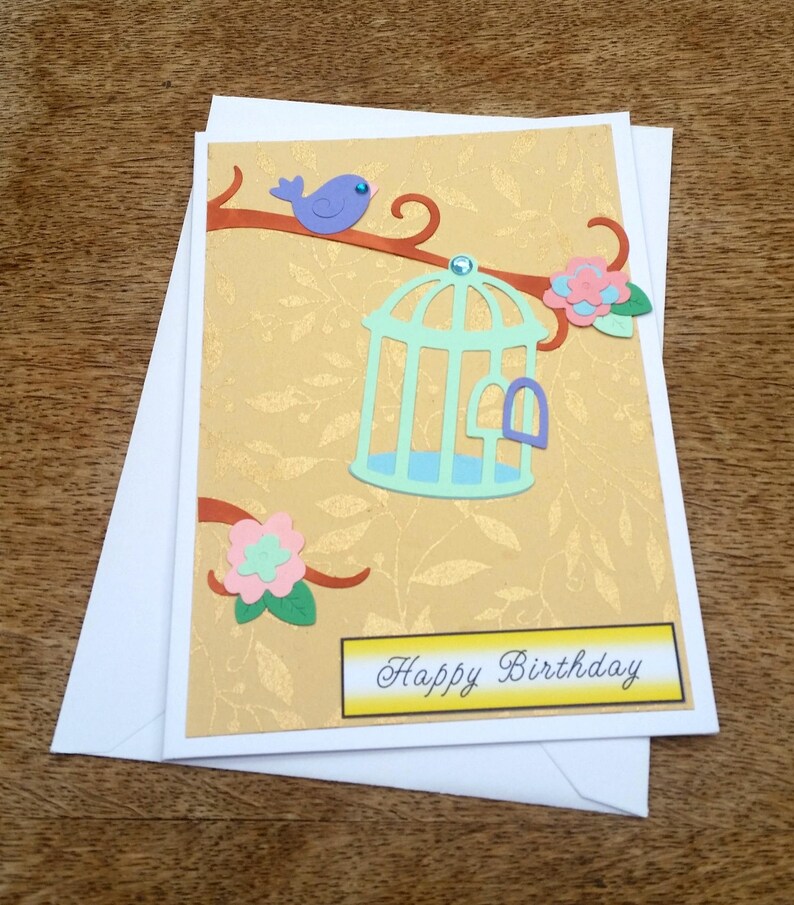 Handmade bird card Happy Birthday birthday wishes bird | Etsy