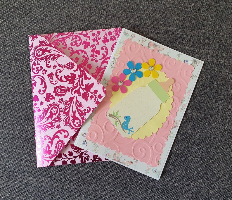 New Baby Girl Card Newborn Handmade Card Pink Envelope Baby - Etsy