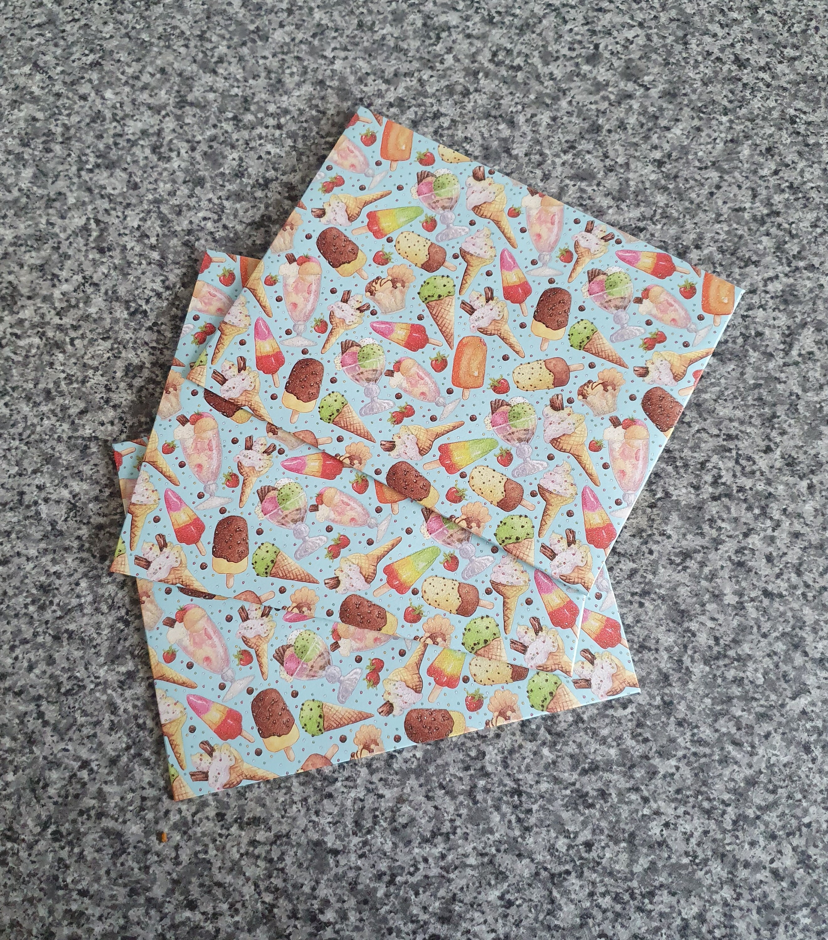 Three Blue Ice Cream Envelopes Pack of Ice Lolly Stationery - Etsy UK