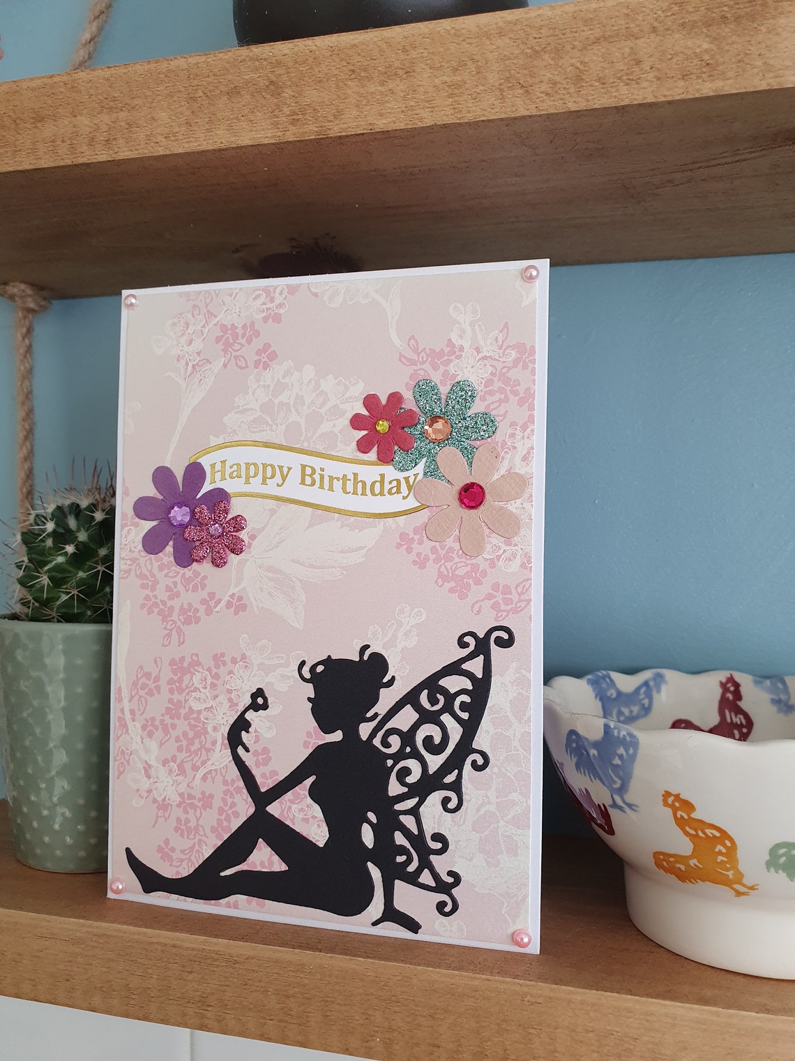 Fairy Birthday Card, Handmade Pink Card, Happy Birthday, Flower Faerie ...