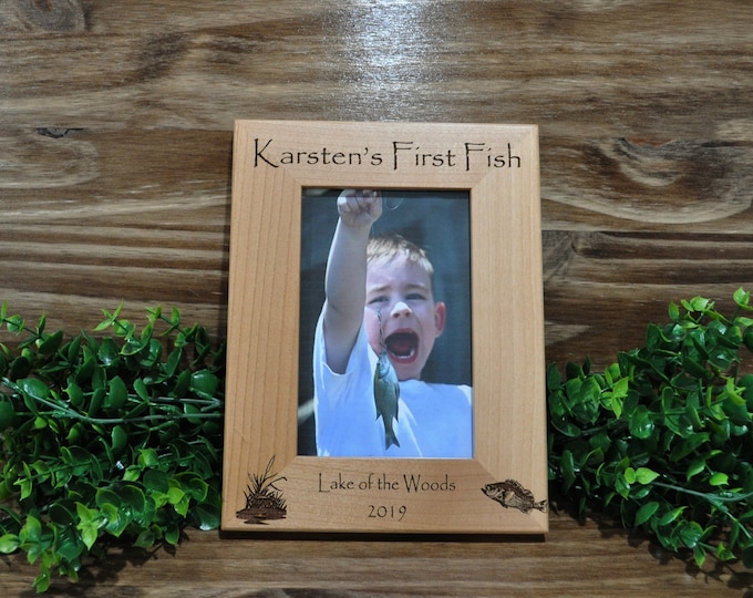 Fishing Pole Picture Frame Brown or Silver Pole 5 4 in X 6 in Picture ...
