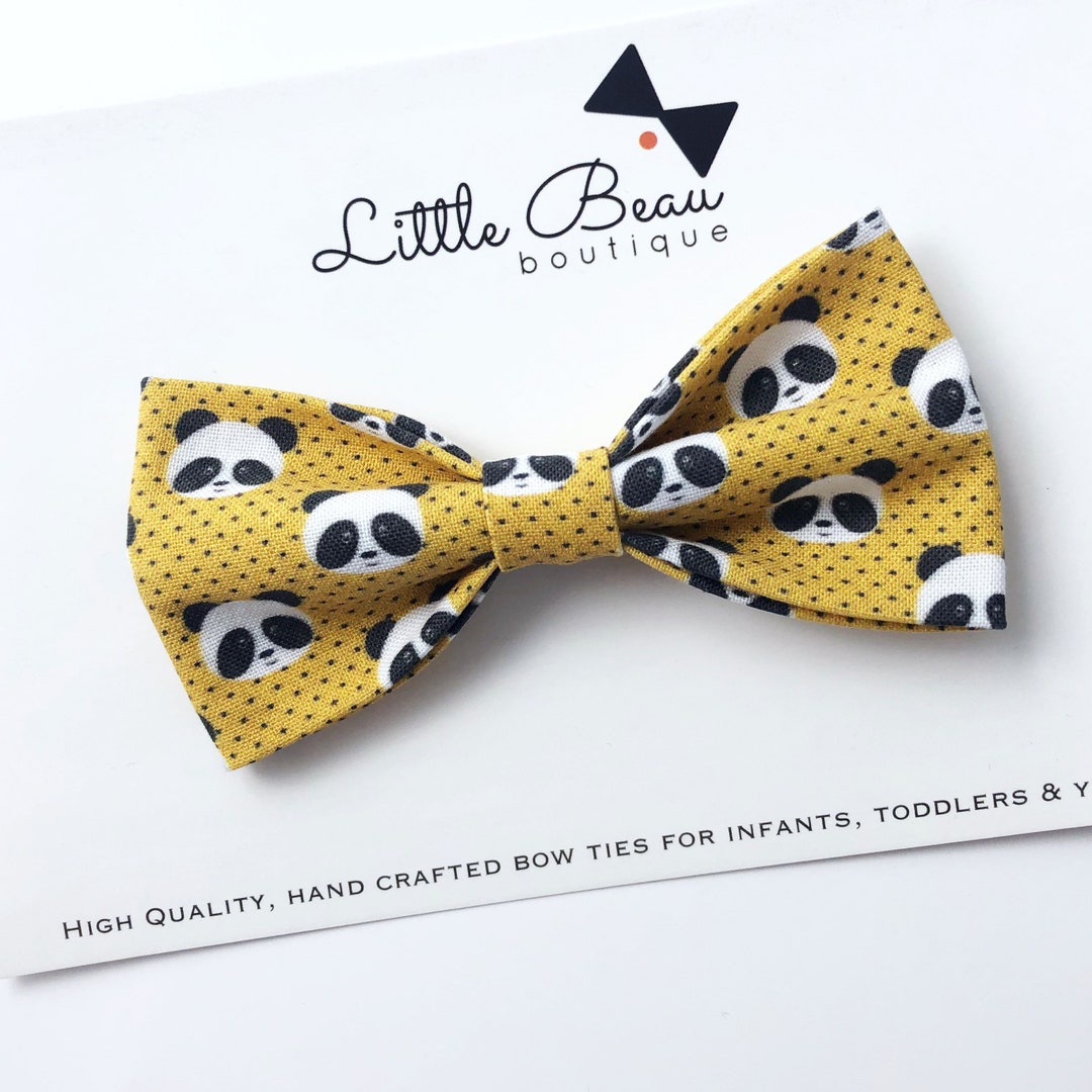 Panda Theme / Panda Bow Tie / Mustard Bow Tie, Cute Bow Tie. Adjustable ...