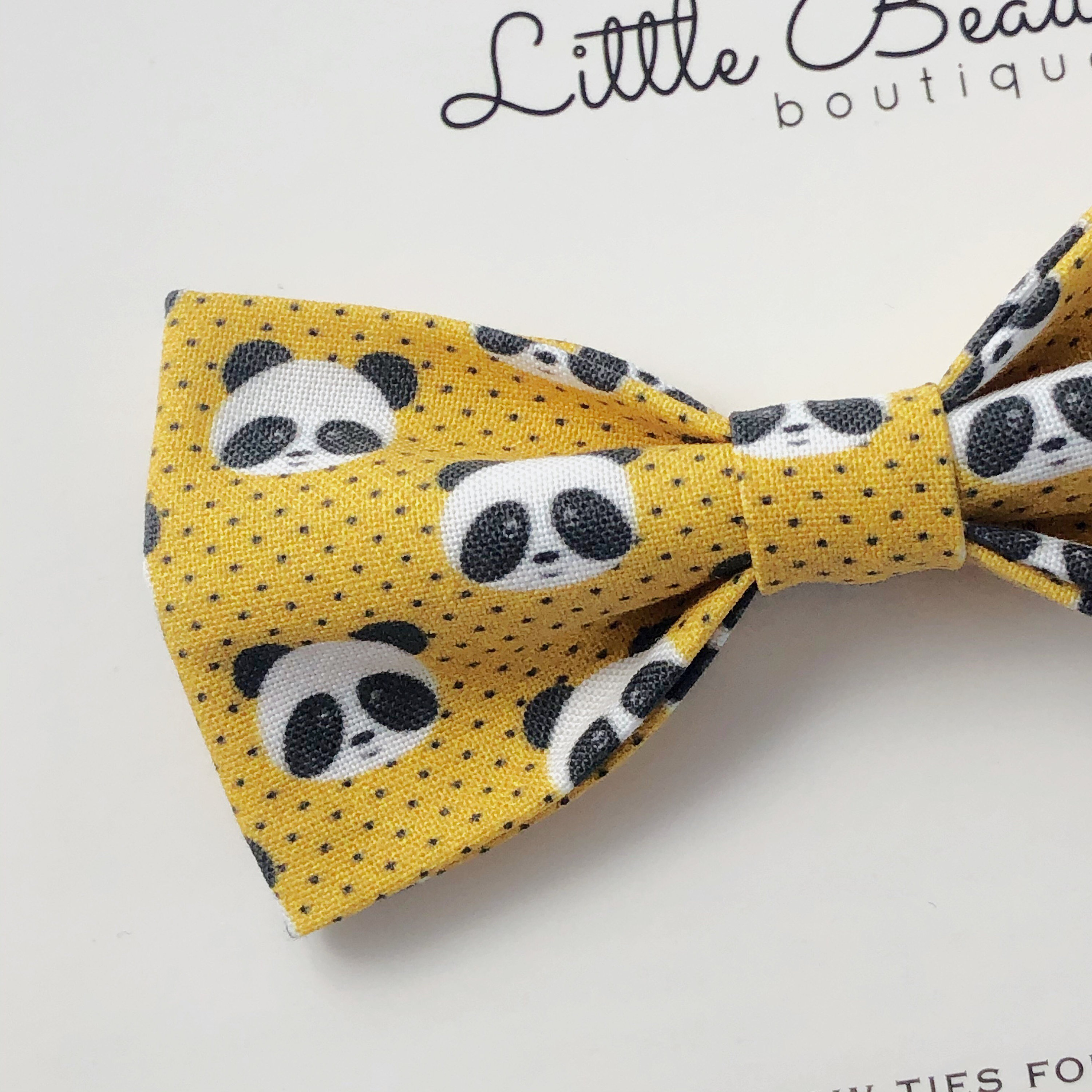 Panda Theme / Panda Bow Tie / Mustard Bow Tie Cute Bow Tie. | Etsy