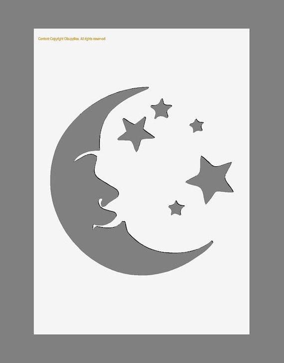 MOON AND STARS print mylar Stencil 190 micron Mylar A4 A3 A2 A1 A0 ...