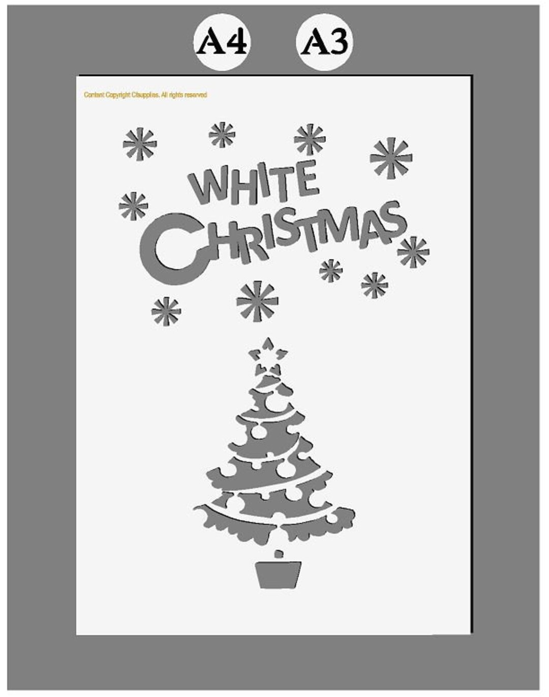 White Christmas Stencil: Reusable Mylar, A3/A4 Sizes - Etsy