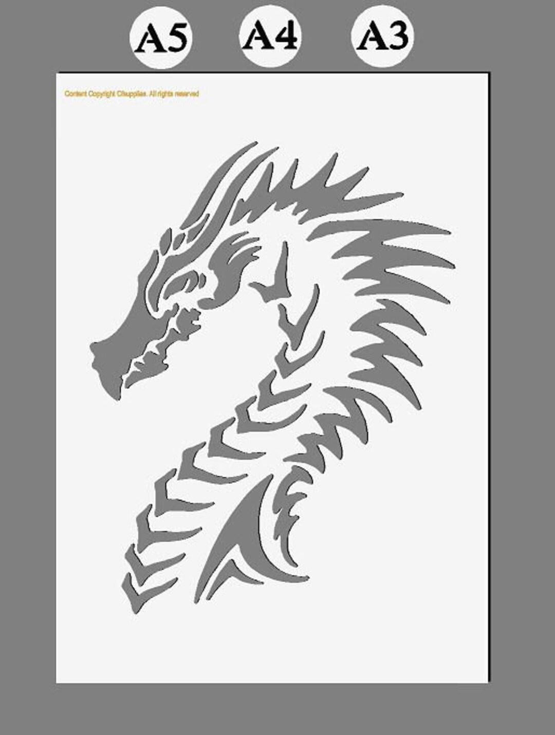 Dragon Head Stencil In A3 A4 Sheet Sizes Thicker 190 Micron Reusable