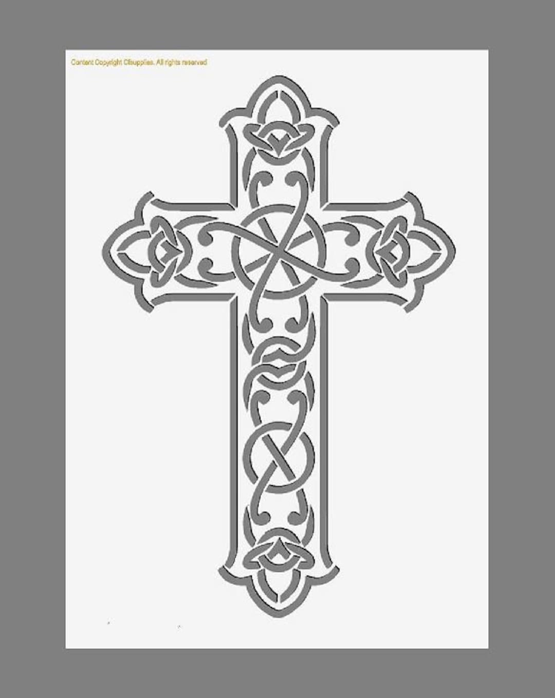 Gothic Cross Plastic Stencil in A3/A4/A5 Sheet Sizes | Thicker 190 ...