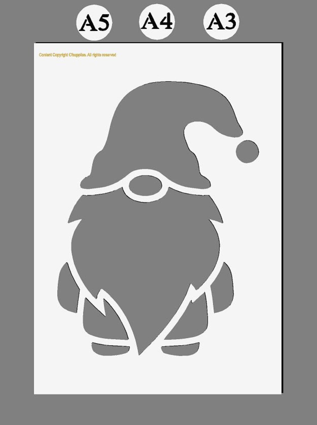 Gnome, Gonk, Christmas, Santa Claus, Mylar Stencils in A3/A4/A5 Sheet ...