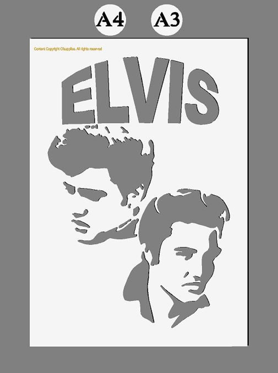 Elvis Stencil in A3/A4 Stencil Sheet Sizes Thicker 190 Micron Reusable ...