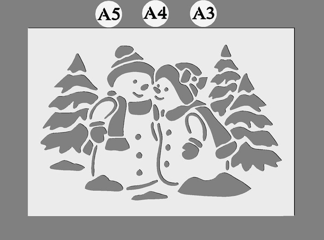 Snowmen Mylar Stencil: Reusable Christmas Decor (A3/A4/A5) - Etsy