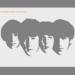 Stencil Pop Icon, Fab 4, John Lennon, Paul Mccartney, Yellow Submarine ...