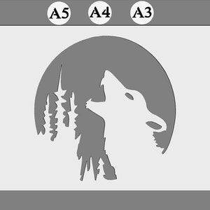 Wolf Howling Mylar Stencil in A3/A4/A5 Sheet Sizes Thicker 190 Micron ...