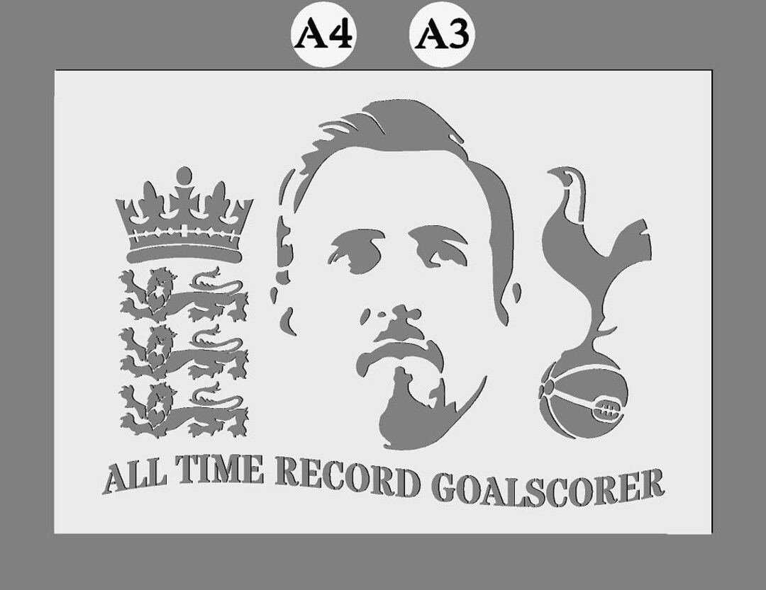 Sports Stencil Spurs & England Footballer in A3/A4 Sheet Sizes Thicker ...