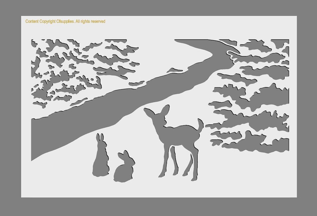 Countryside Scene Mylar Stencil in A3/A4/A5 Sheet Sizes Thicker 190 ...
