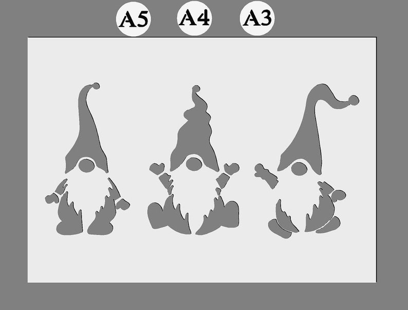 Gnome, Gonk, Christmas, Mylar Stencils in A3/A4/A5 Sheet Sizes 190 ...