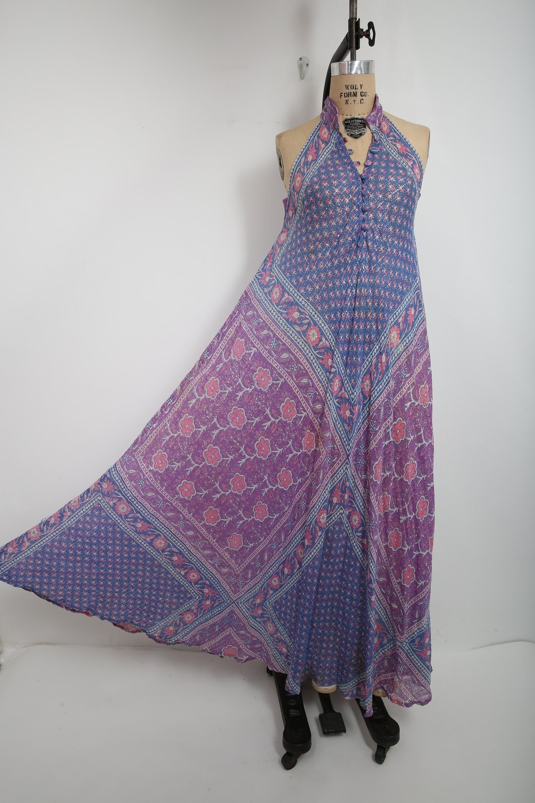 Buy 70s Vintage Adini Caftan Kaftan Maxi Dress Sheer Cotton Gauze ...