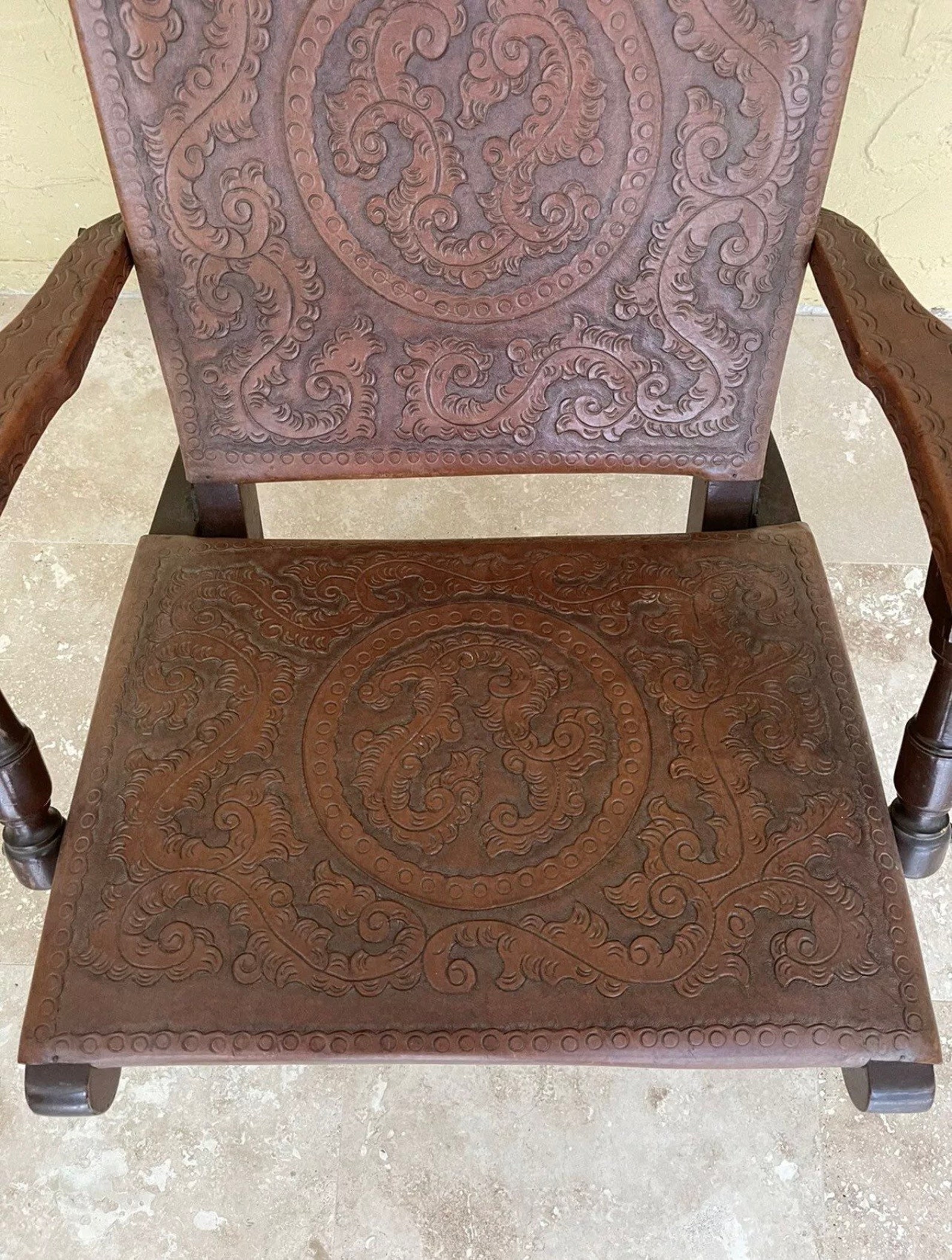 Vintage Chair Peruvian Chair Leather Hand Tooled Folding Aztec - Etsy