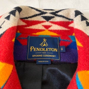 Pendleton Coat Jacket Overcoat Duster Red Opening Ceremony Wool Southwestern Western Aztec ...