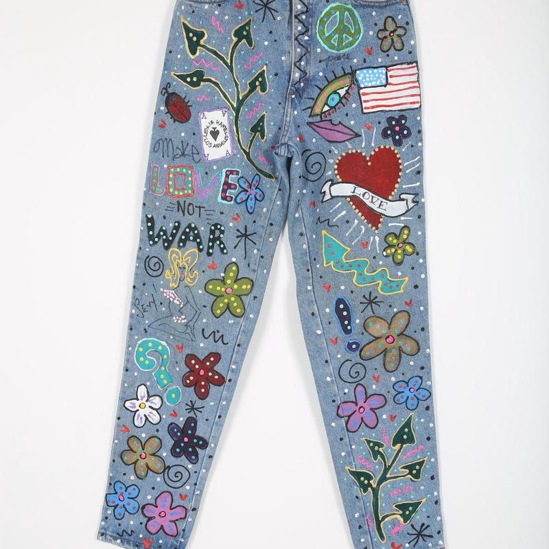 Hand Painted Jeans - Etsy