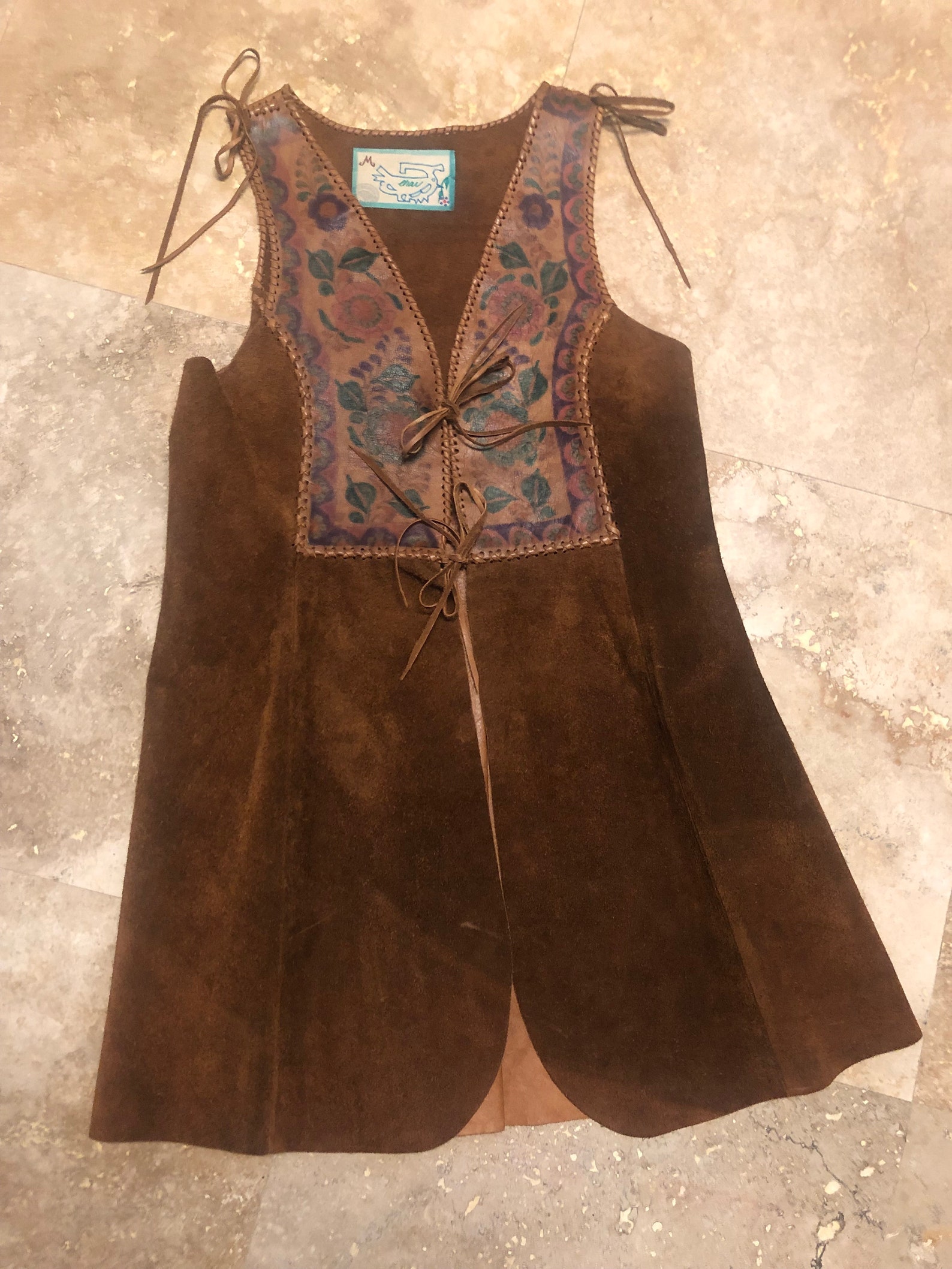 Vintage Char Vest Jacket Duster Coat 70s Leather Suede Hand - Etsy