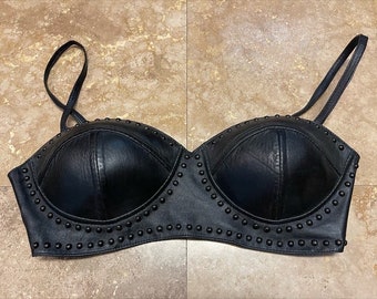 Leather Biker Bra - Etsy