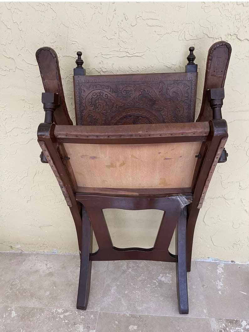 Vintage Chair Peruvian Chair Leather Hand Tooled Folding Aztec - Etsy