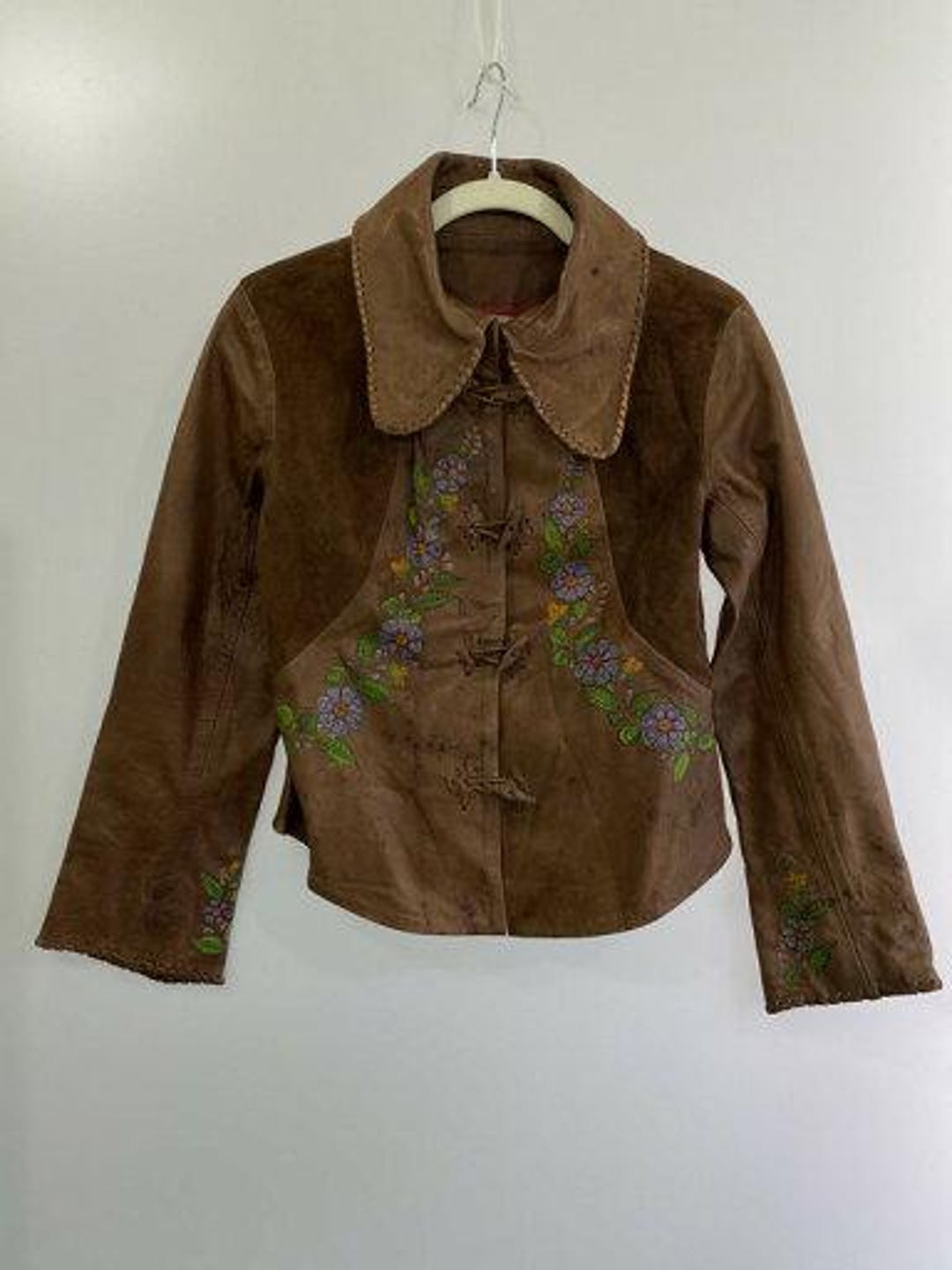 Vintage 70s Char Jacket Hand Painted Florals Handmade 70s Rock ...