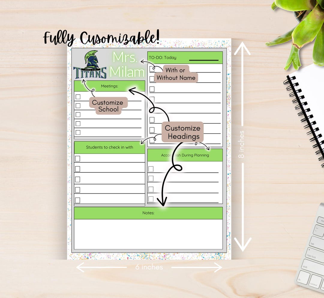 Personalized Teacher To-do List Notepad: Custom School Stationery (8x6 ...