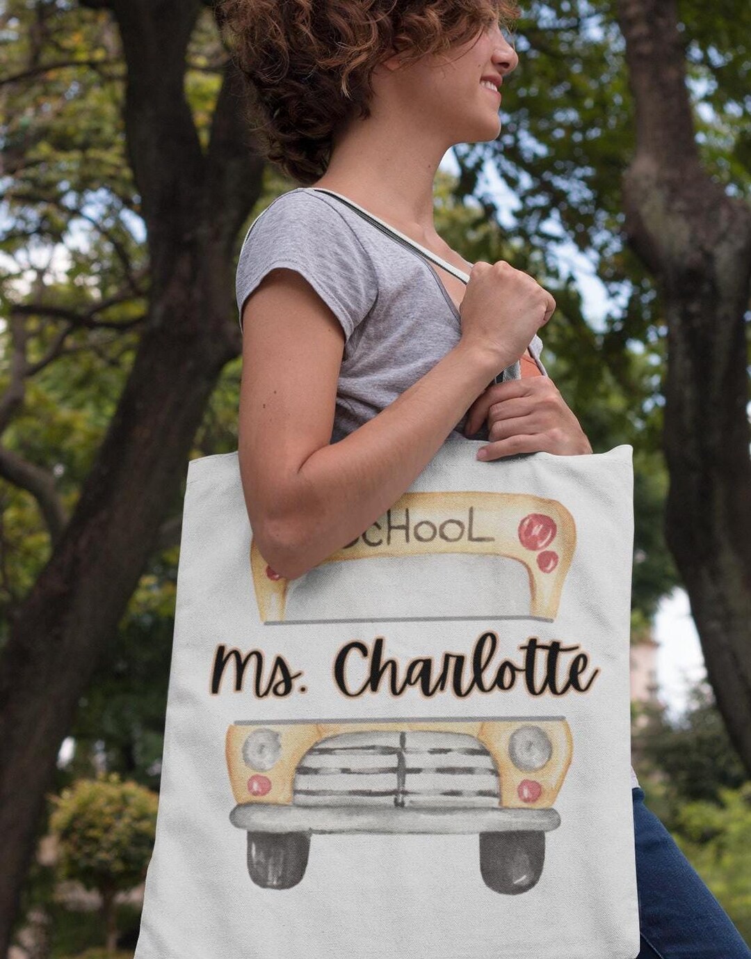 Colorful School Bus Driver Tote Bag, Custom Personalized Gift, Driver ...