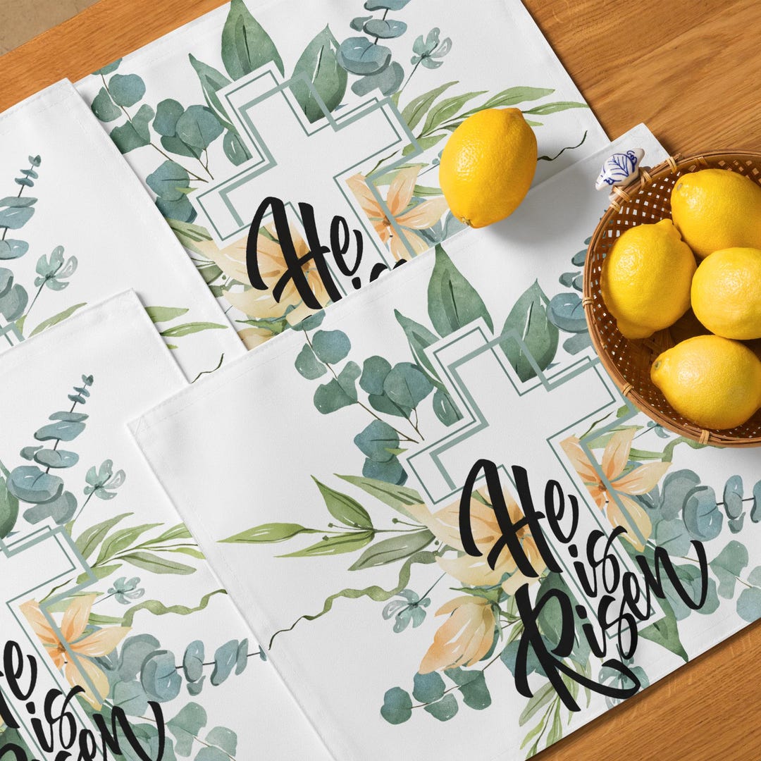 Christian Easter Decor Set of 4, He is Risen Placemat, He is Risen ...