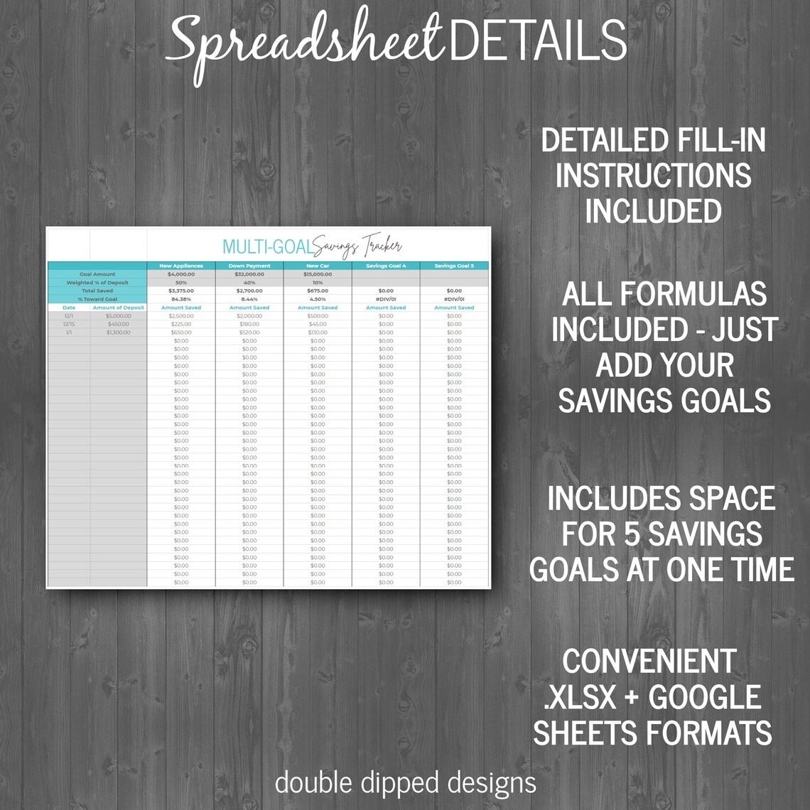 Saving Goal Spreadsheet Tracker Savings Spreadsheet Excel Spreadsheet ...