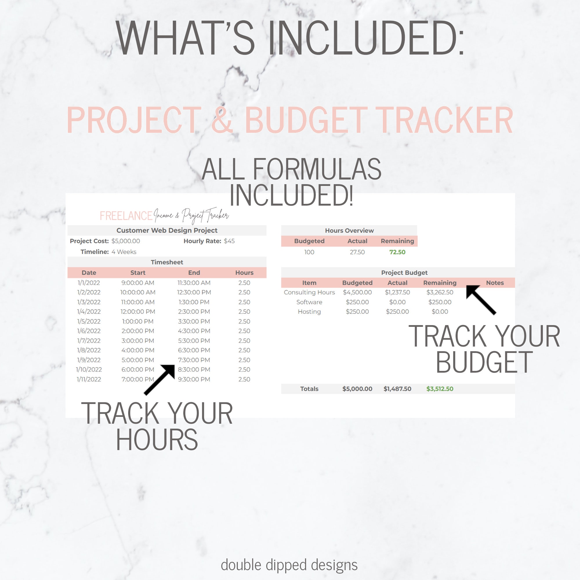 Freelance Income Spreadsheet Invoice Spreadsheet Tracker Project ...