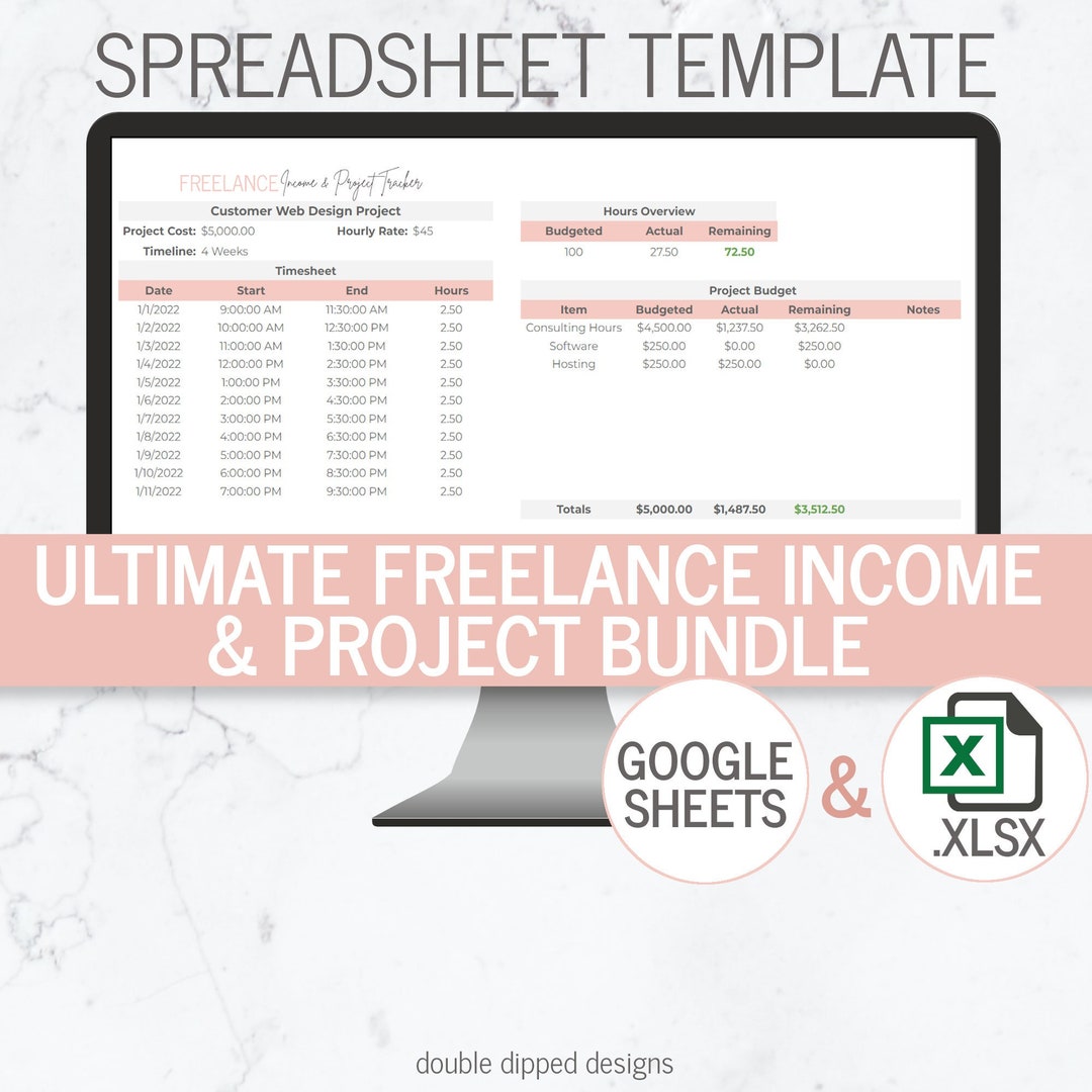 Freelance Income Spreadsheet Invoice Spreadsheet Tracker Project ...