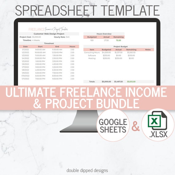 Freelance Income Spreadsheet Invoice Spreadsheet Tracker - Etsy