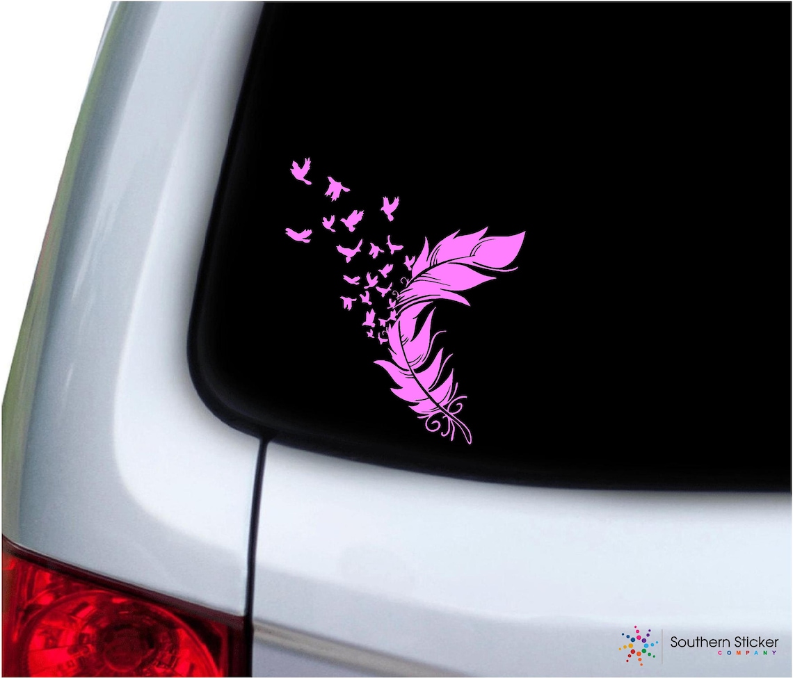 Birds Flying From Feather Vinyl Sticker - Etsy