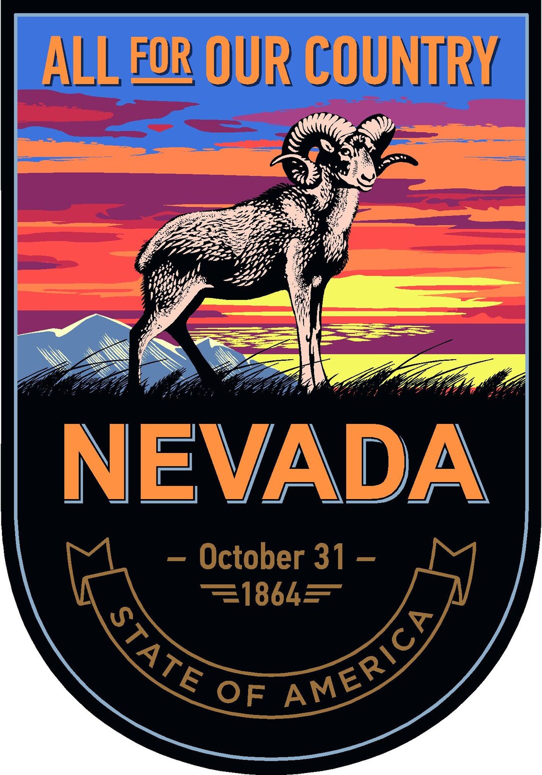 State Animal Nevada Night Sticker - Etsy