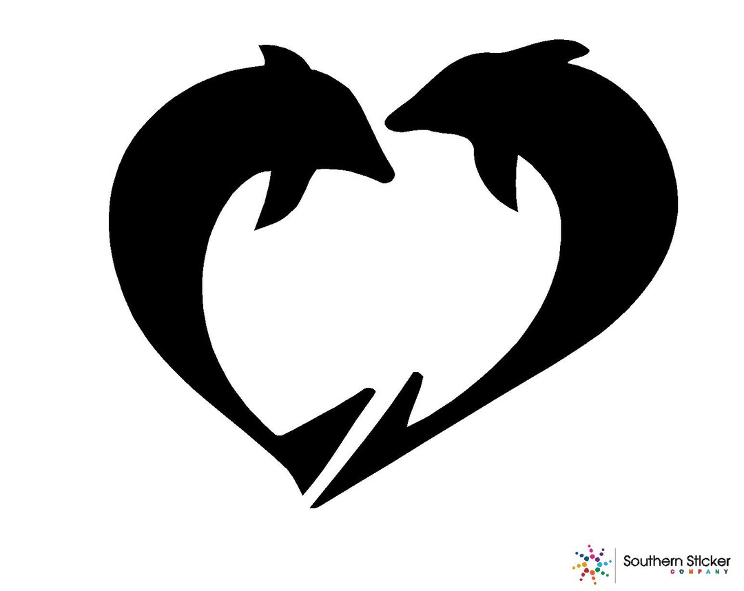 Dolphin Heart Shape Vinyl Sticker - Etsy