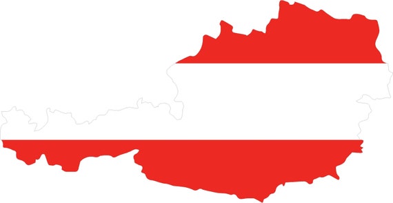Map With Flag Austria Country Sticker - Etsy