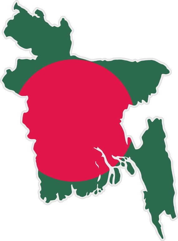 Map With Flag Bangladesh Country Sticker | Etsy