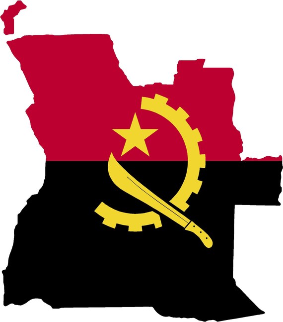 Map With Flag Angola Country Sticker - Etsy
