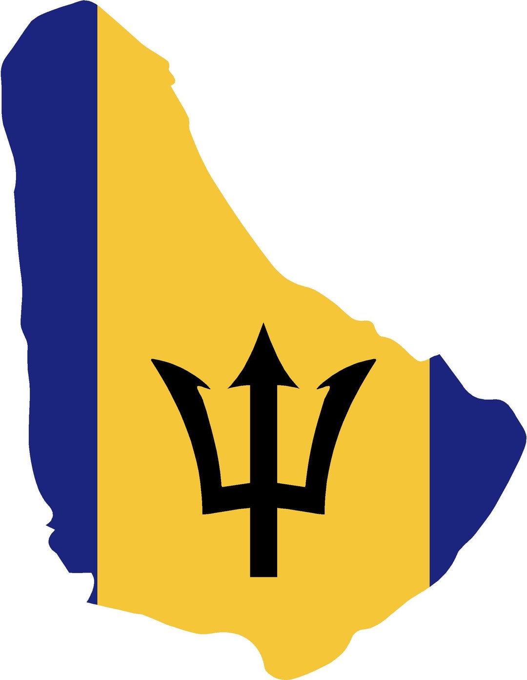 Map With Flag Barbados Country Sticker - Etsy