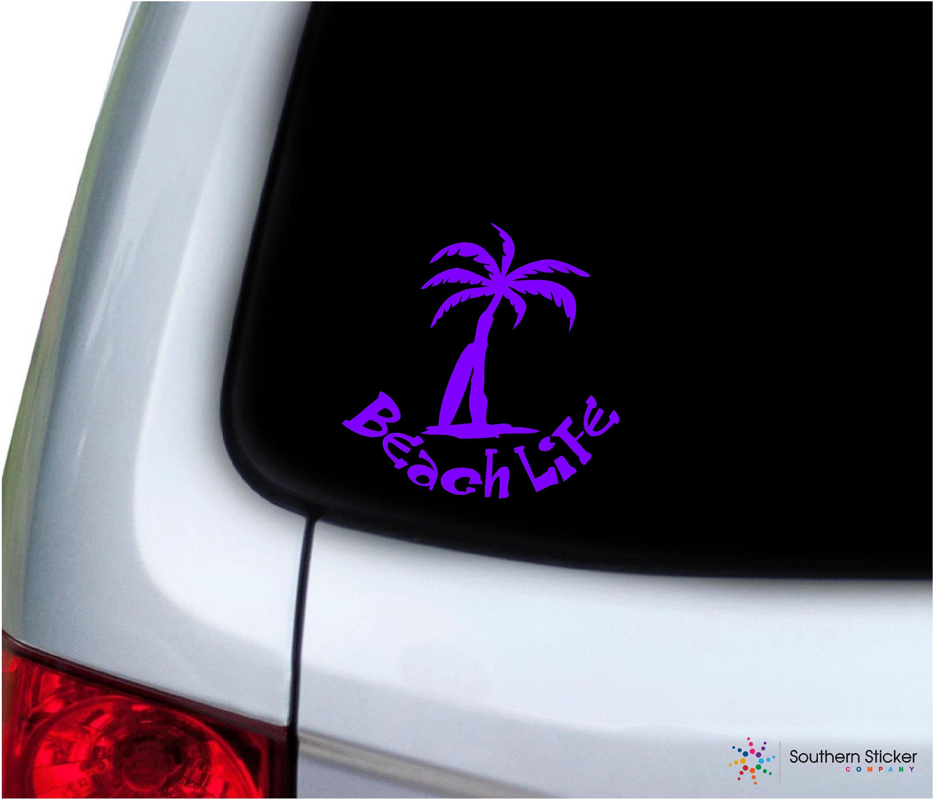 Beach Life Palm Tree Surfboard Vinyl Sticker - Etsy
