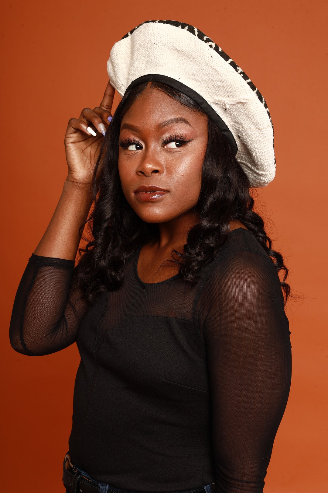 Mudcloth Beret Black and White Beret Beret Hat African Hat - Etsy