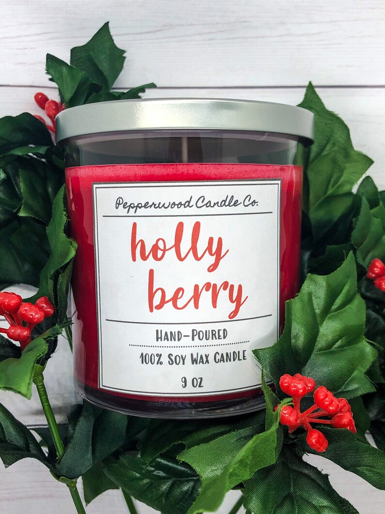 Holly Berry Candle Handmade Soy Wax Candle Holly Mistletoe | Etsy
