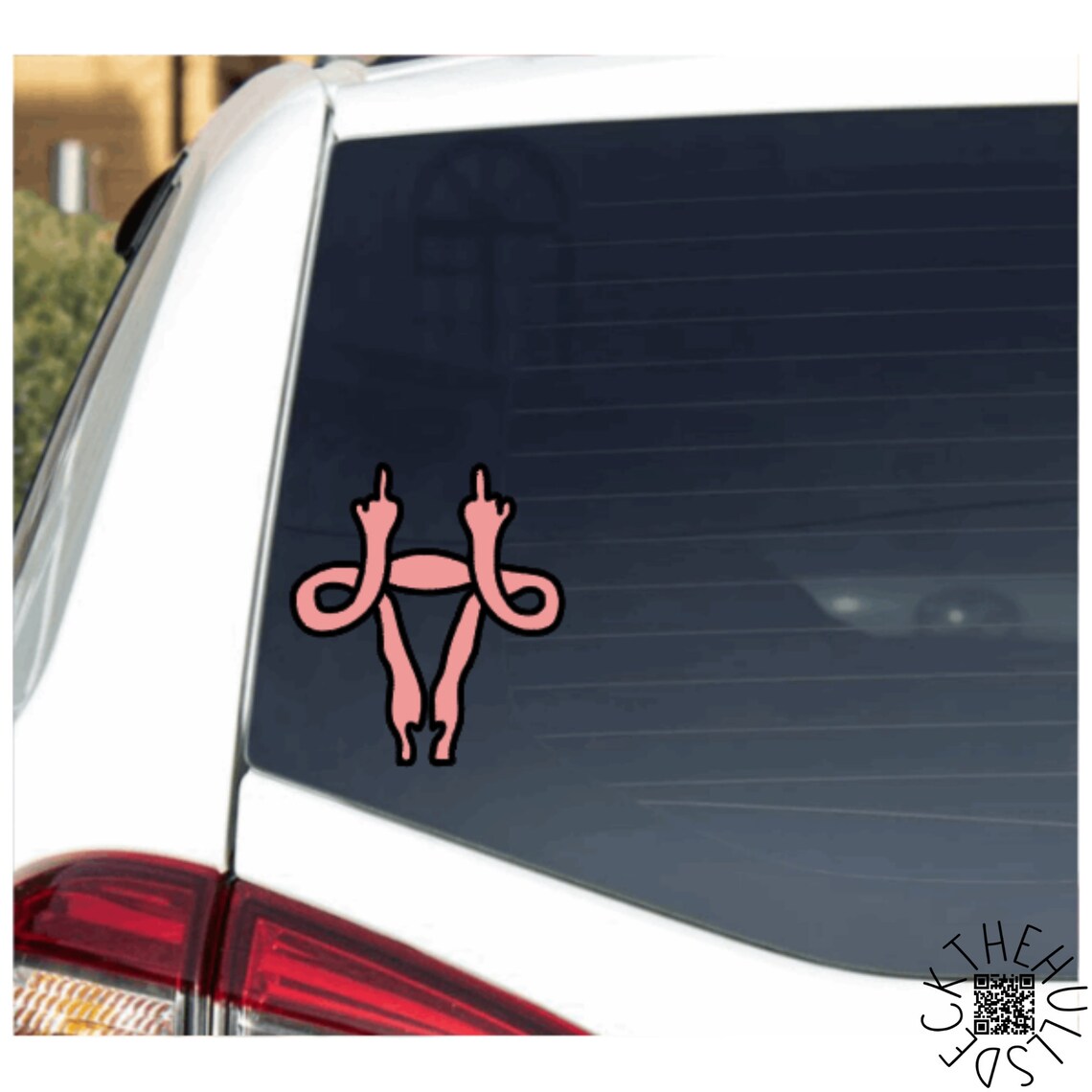 Uterus Middle Finger Car Window Decal | Etsy
